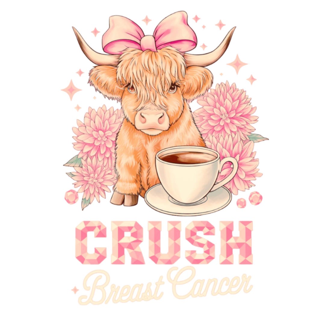 Breast Cancer Highland Cow PNG, Cancer Awareness Png, Cow Png, Cute Cow ...