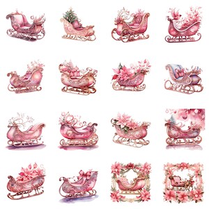 Sleigh Clipart, Christmas Clipart. Christmas PNG Bundle. Watercolor ...