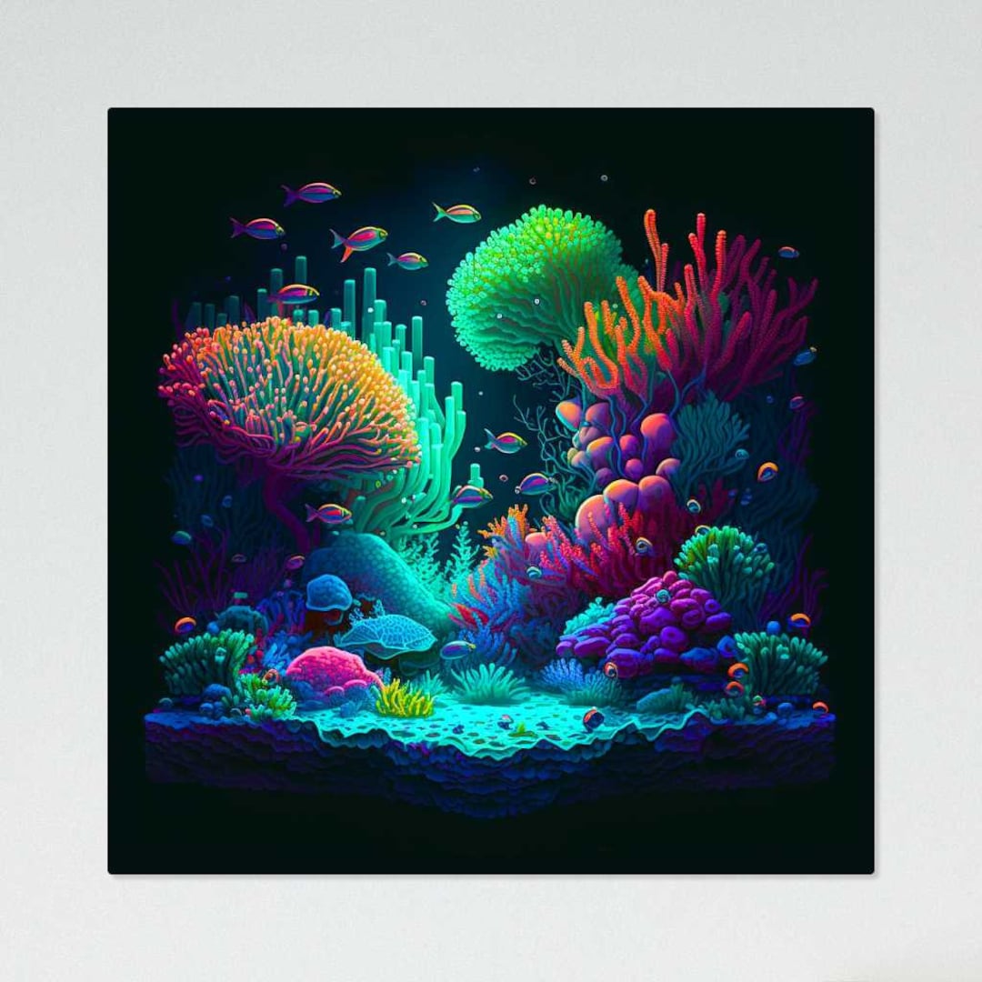Reef Magic UV Reactive Blacklight Tapestry Reef Aquarium Hobbyists Saltwater Reef Tank Art Glow ...