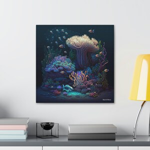 Seabed Symphony Coral Reef Reef Aquarium Canvas Wall Art for Coral and ...