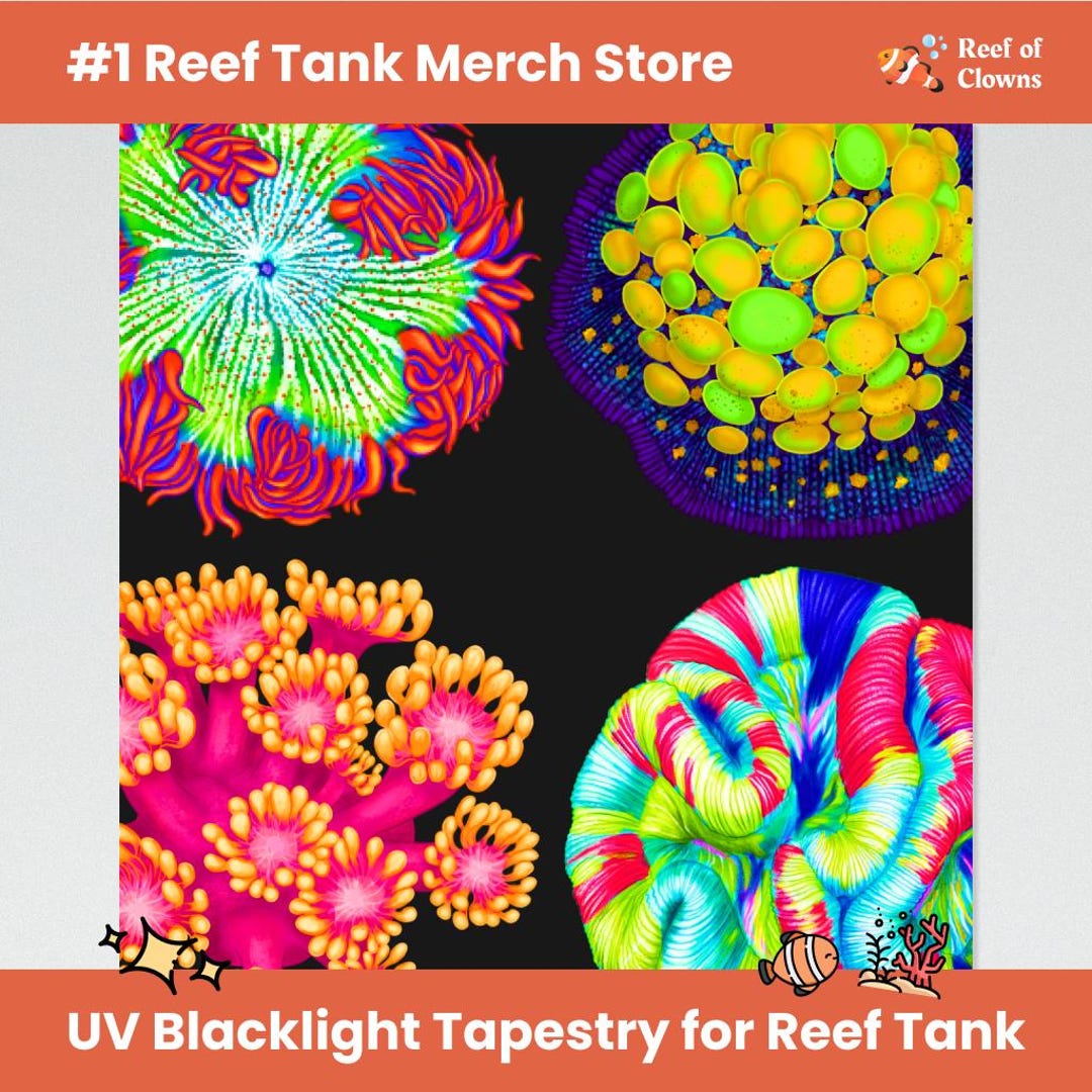 Vibrant Corals (V2) | UV Reactive Blacklight Tapestry | Reef Aquarium ...
