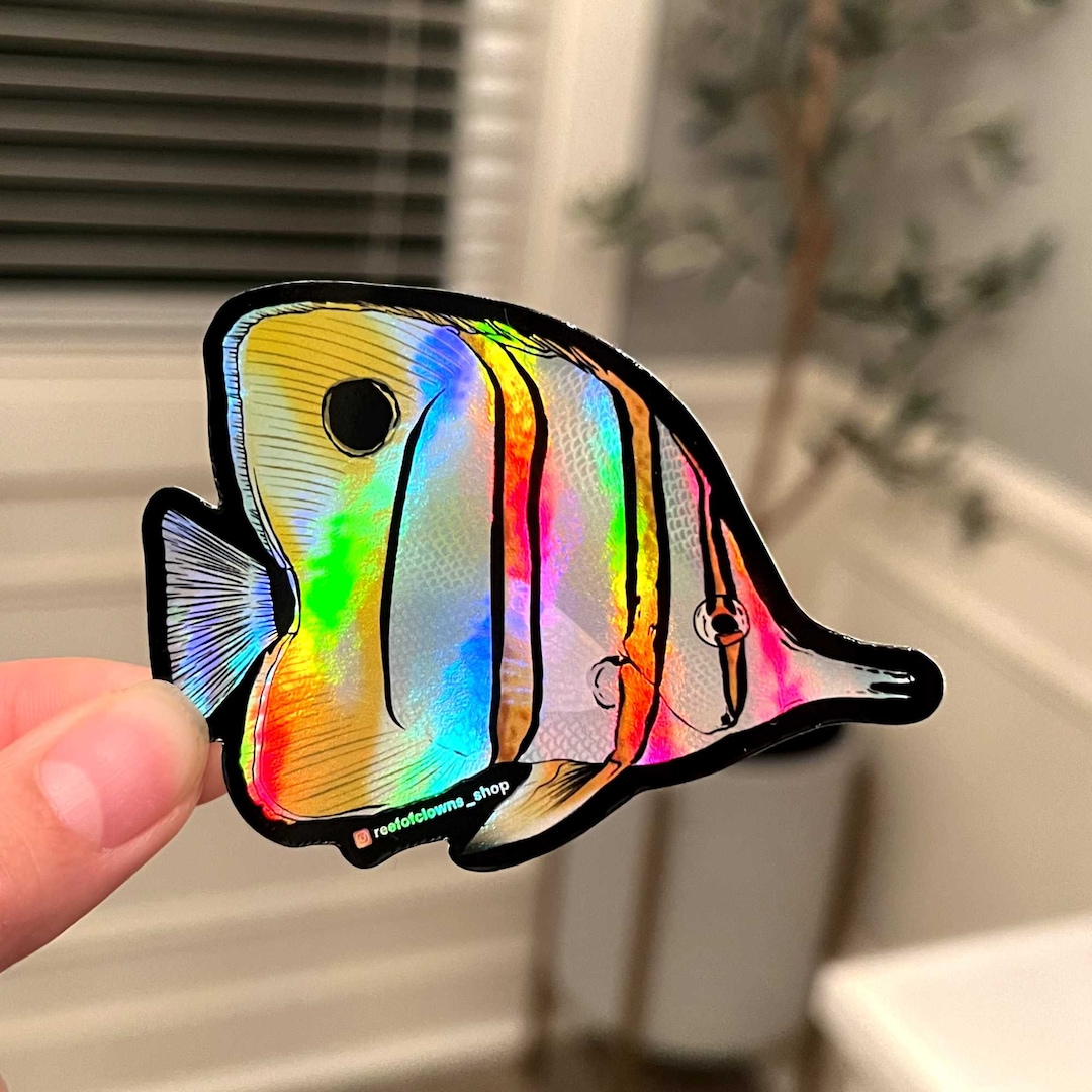 Copperband Butterflyfish (holographic) | Fish Art Sticker | Aquarium ...