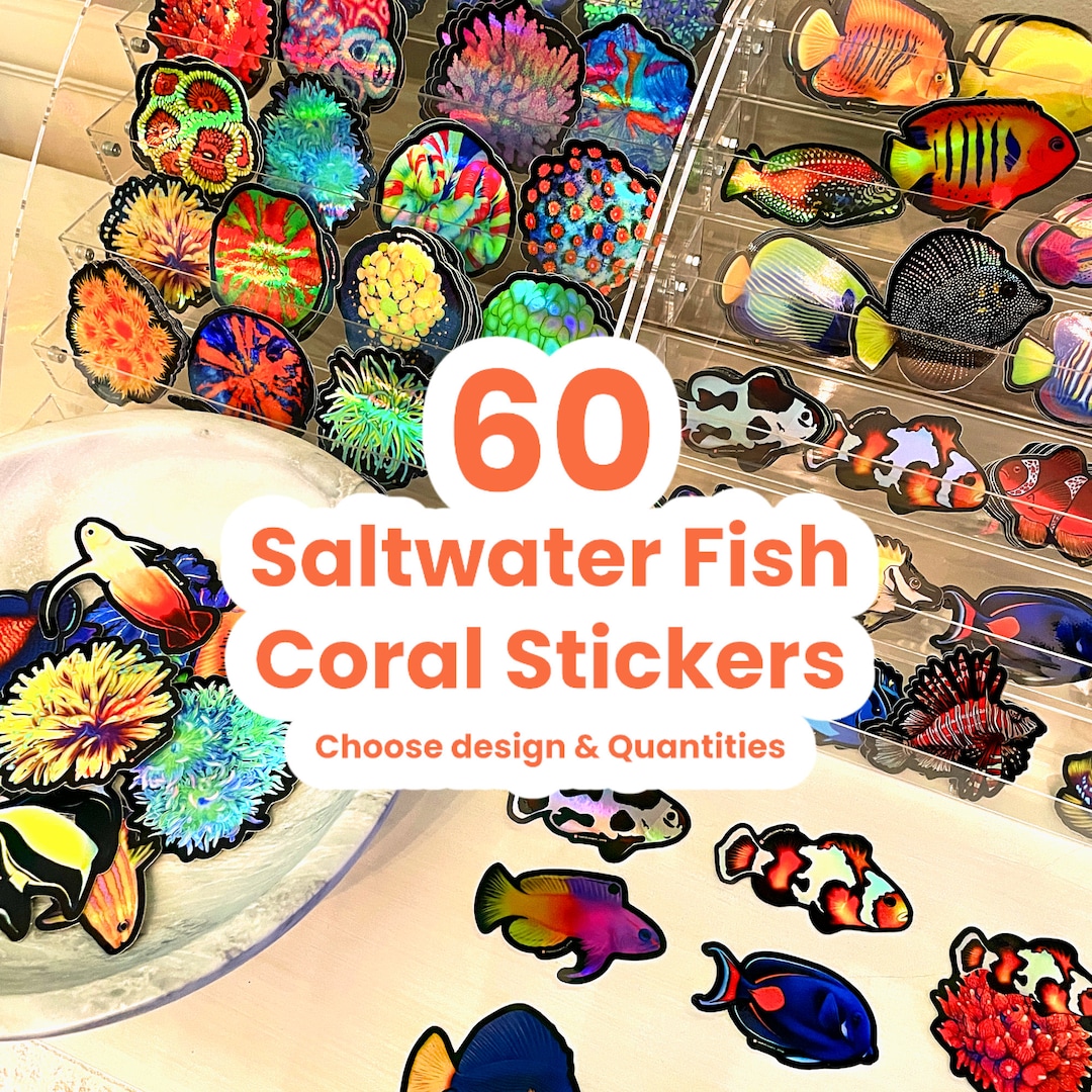 Holographic Saltwater Fish and Corals Die-cut Stickers Choose Your Own ...