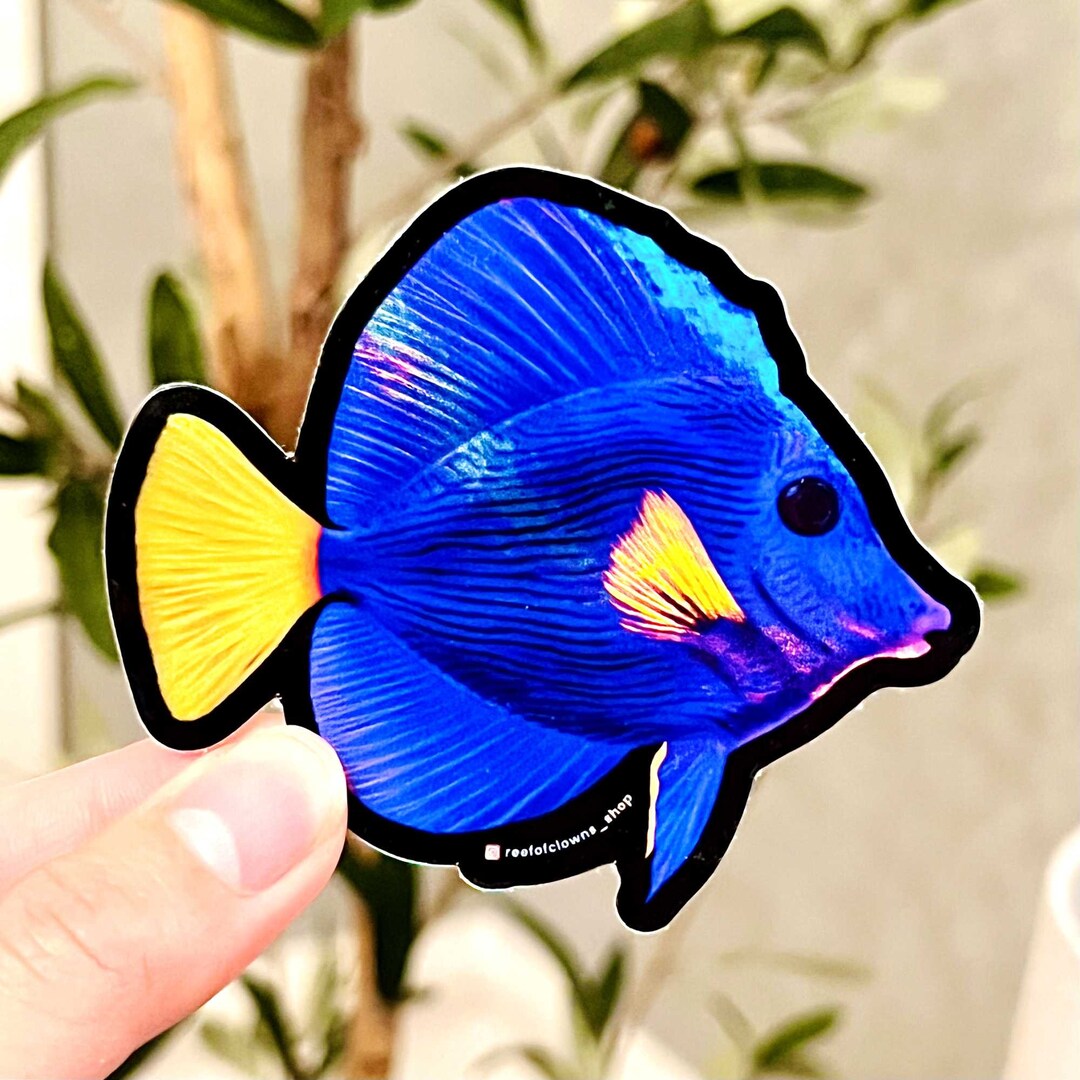 Purple Tang Sticker (holographic) | Fish Art Sticker | Aquarium Art ...
