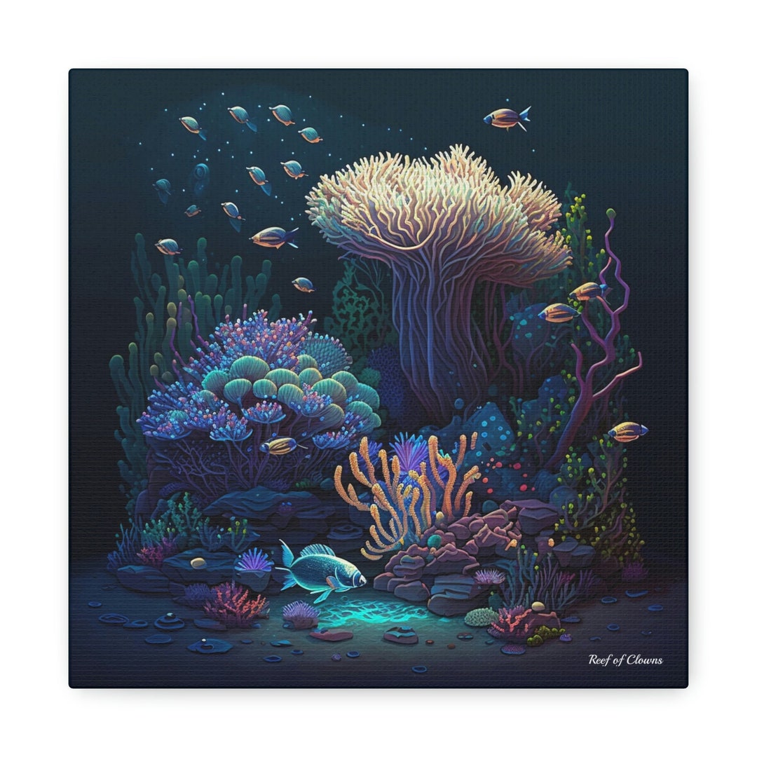 Seabed Symphony Coral Reef Reef Aquarium Canvas Wall Art for - Etsy