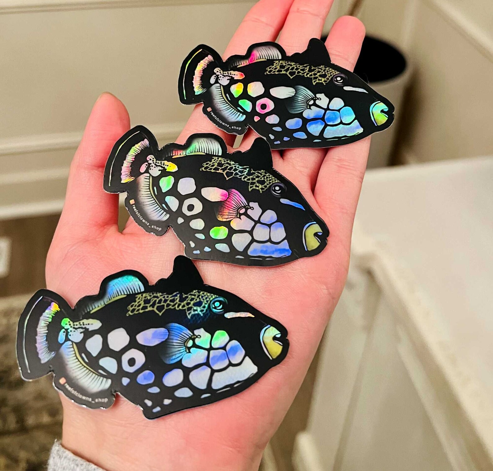 Clown Trigger Fish holographic Fish Art Sticker Aquarium - Etsy