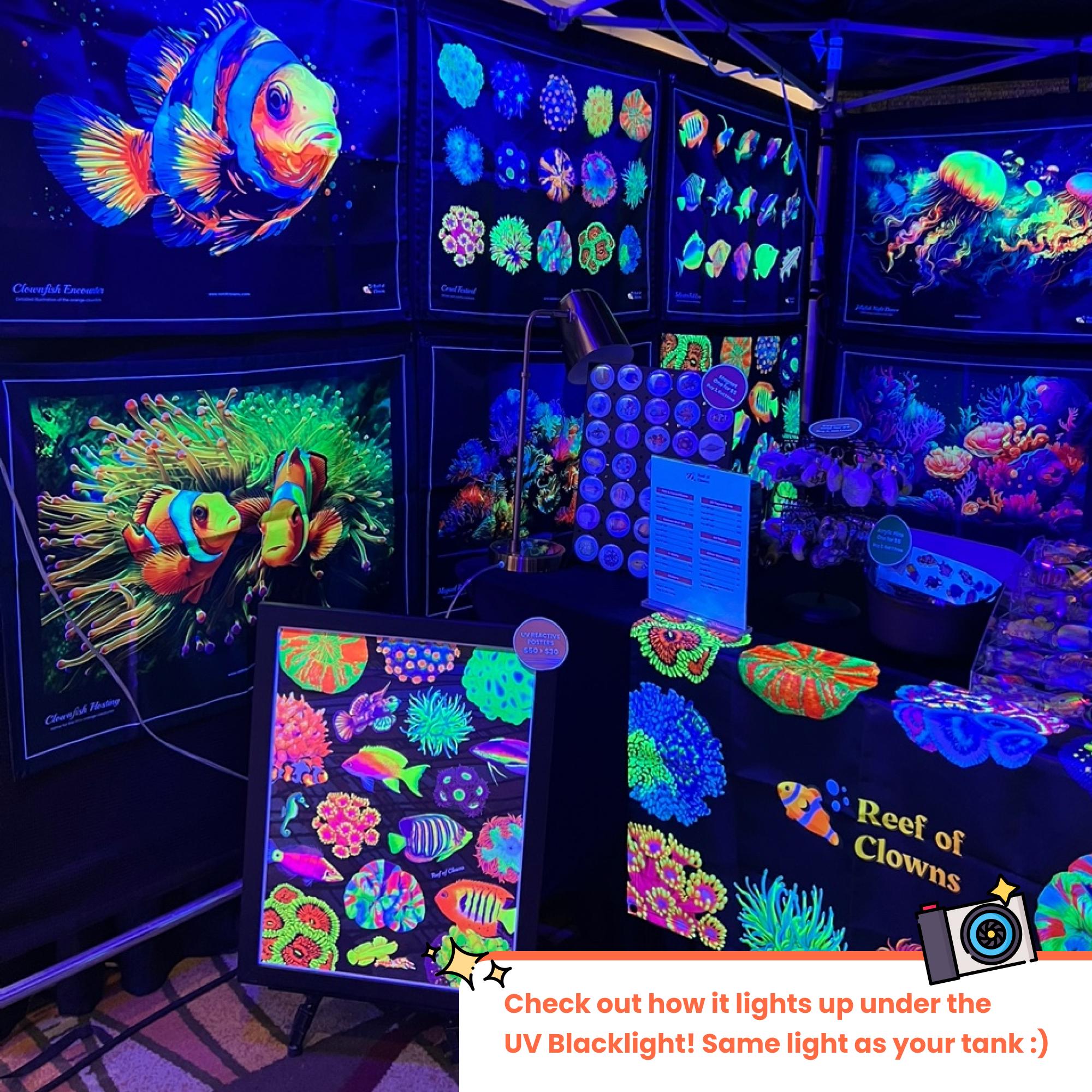 Fish and Corals | UV Reactive Blacklight Tapestry | Reef Aquarium ...