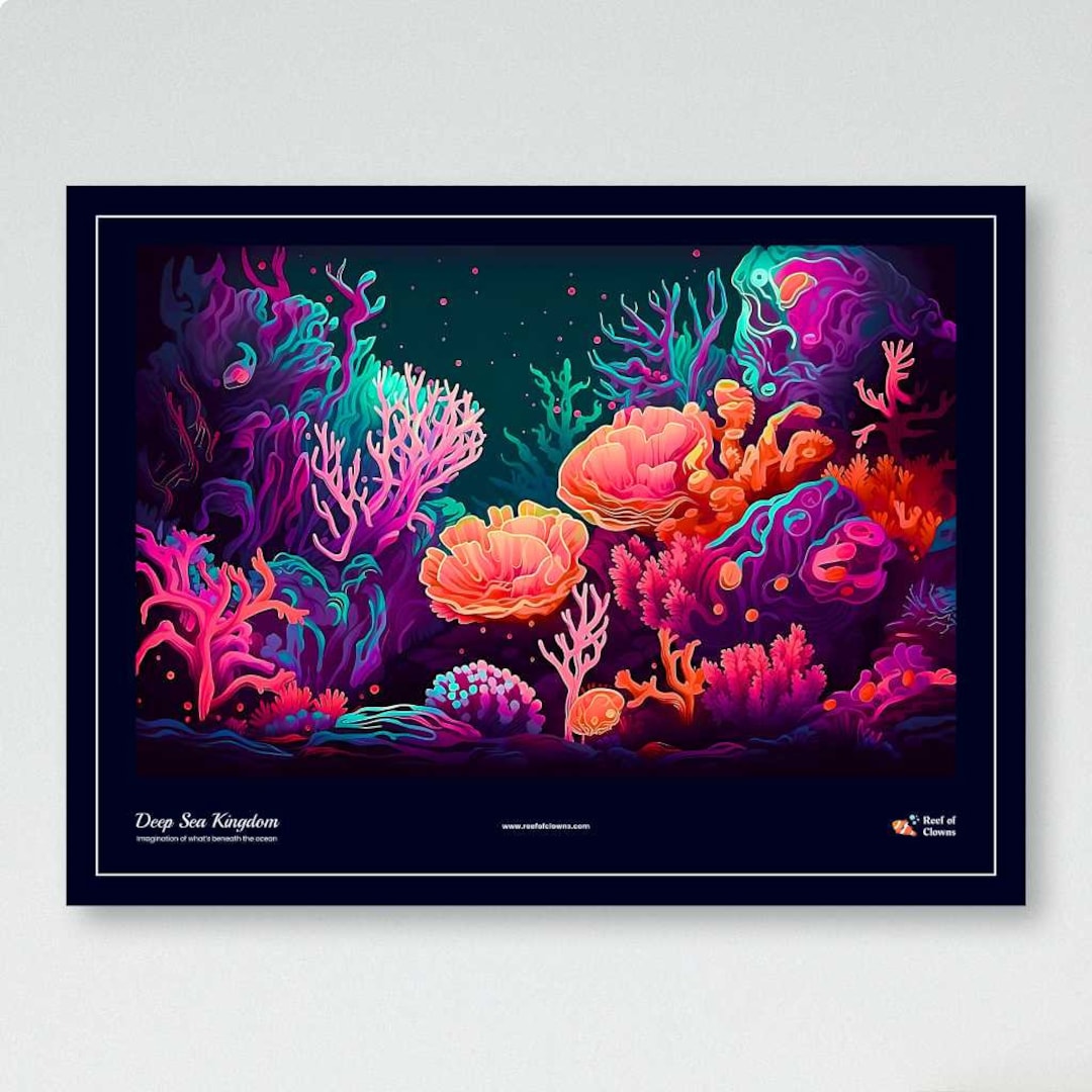 Deep Sea Kingdom UV Reactive Blacklight Tapestry Reef Aquarium ...