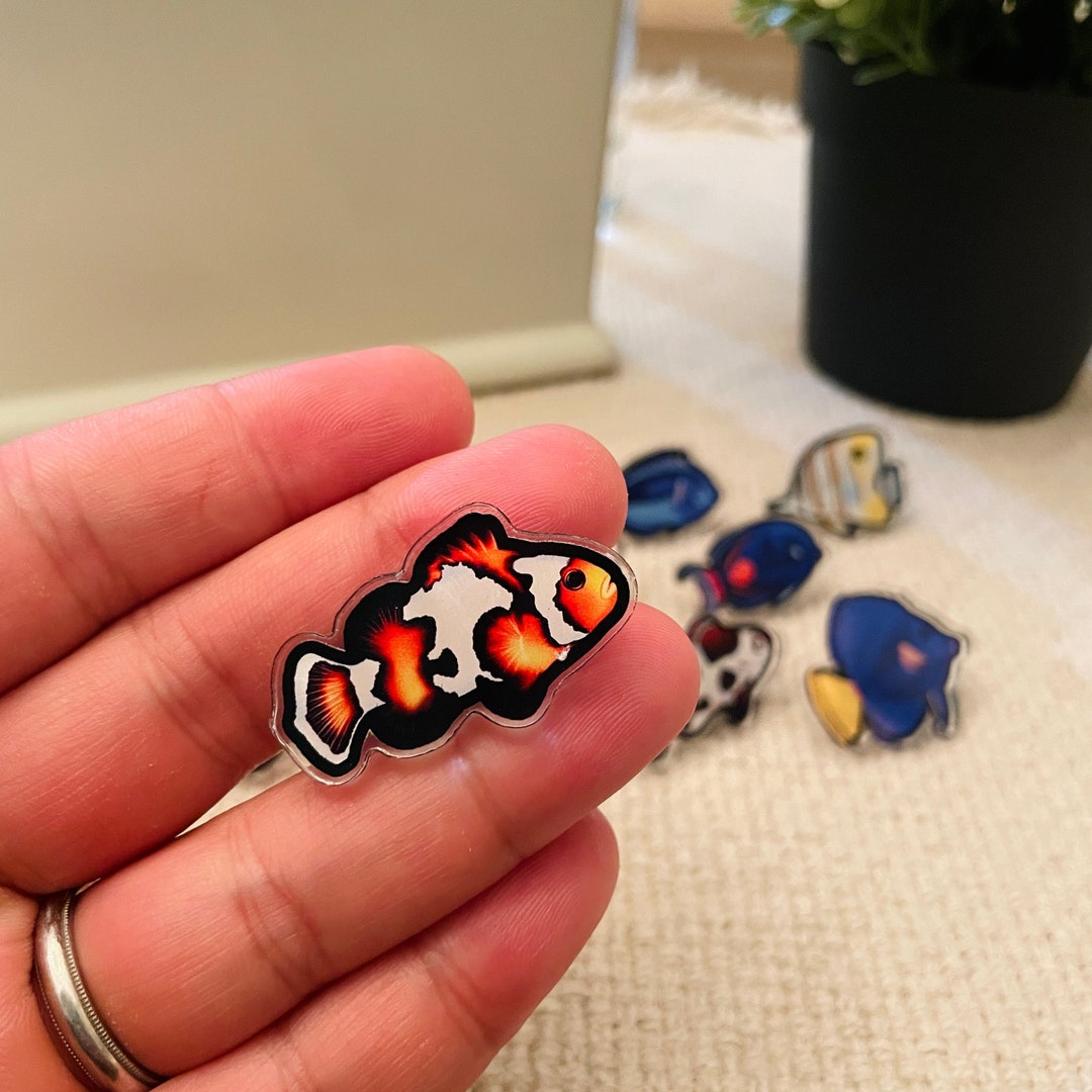 Designer Clownfish Pin | Fish Art Pin | Aquarium Art | Saltwater Fish ...