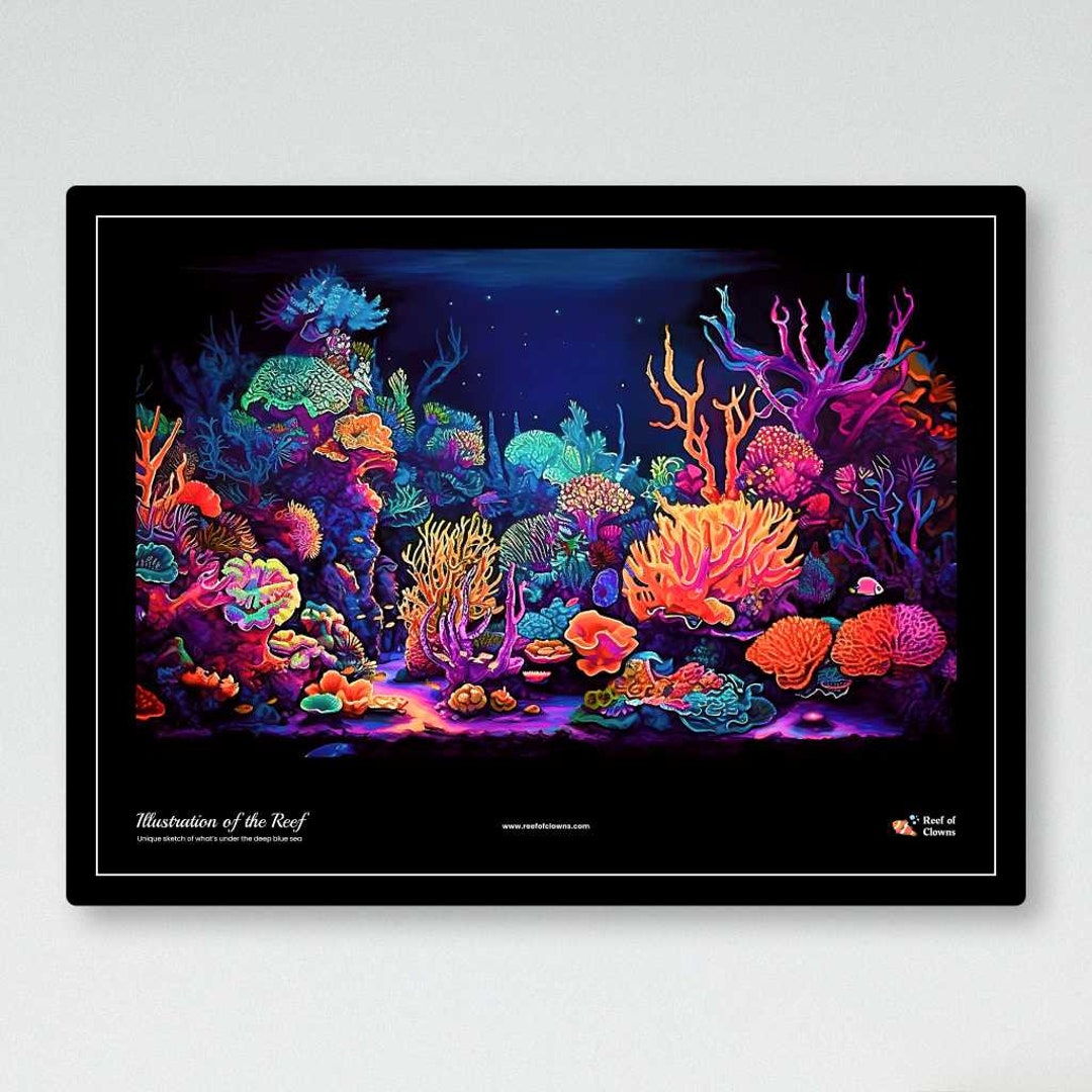 Illustration of the Reef UV Reactive Blacklight Tapestry Reef Aquarium ...