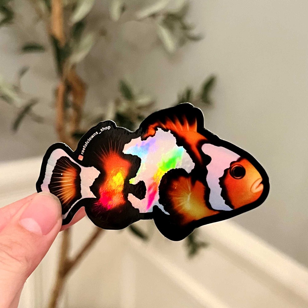 Designer Clownfish (holographic) | Fish Art Sticker | Aquarium Art ...