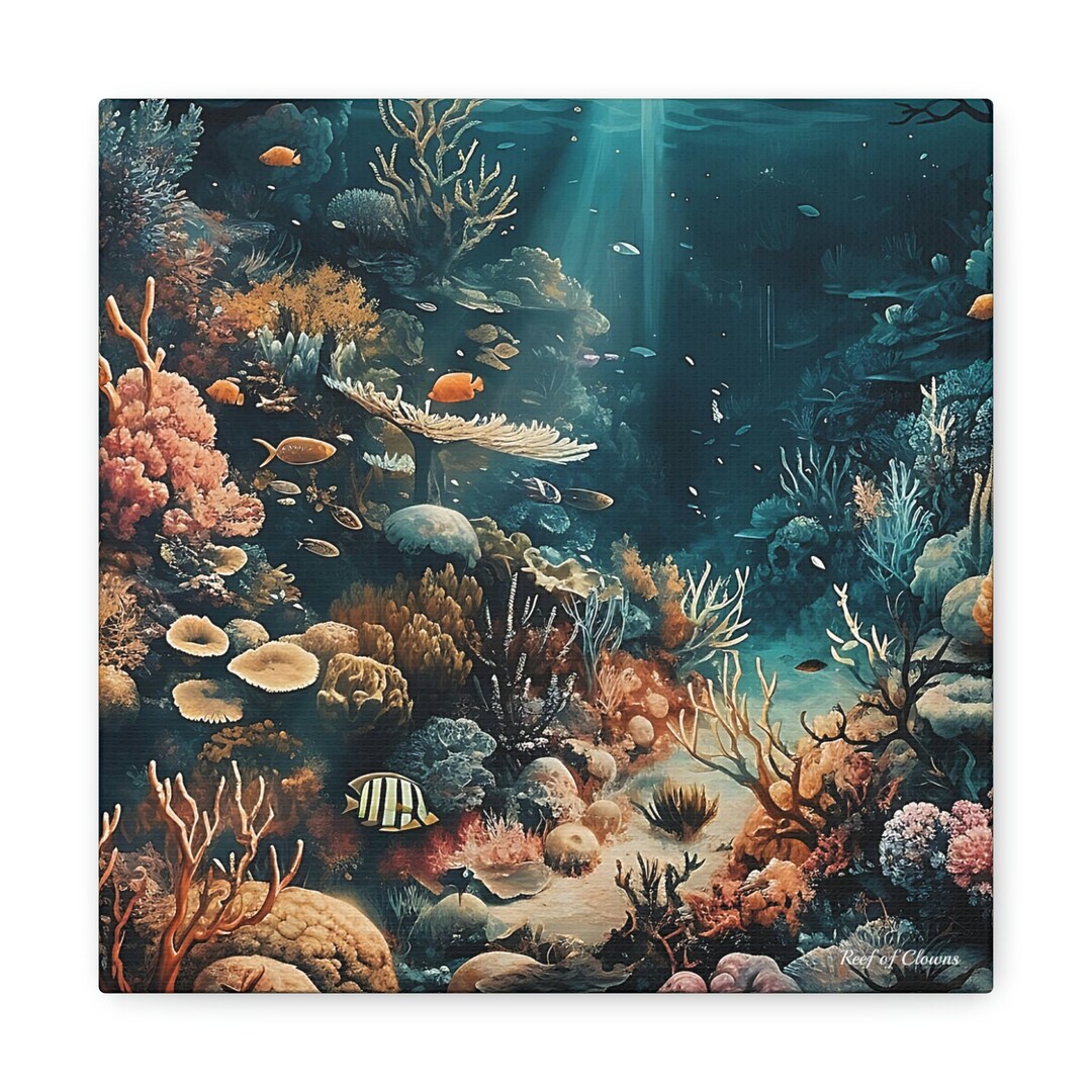 Coral Reef Evening Reef Aquarium Canvas Wall Art for Coral - Etsy