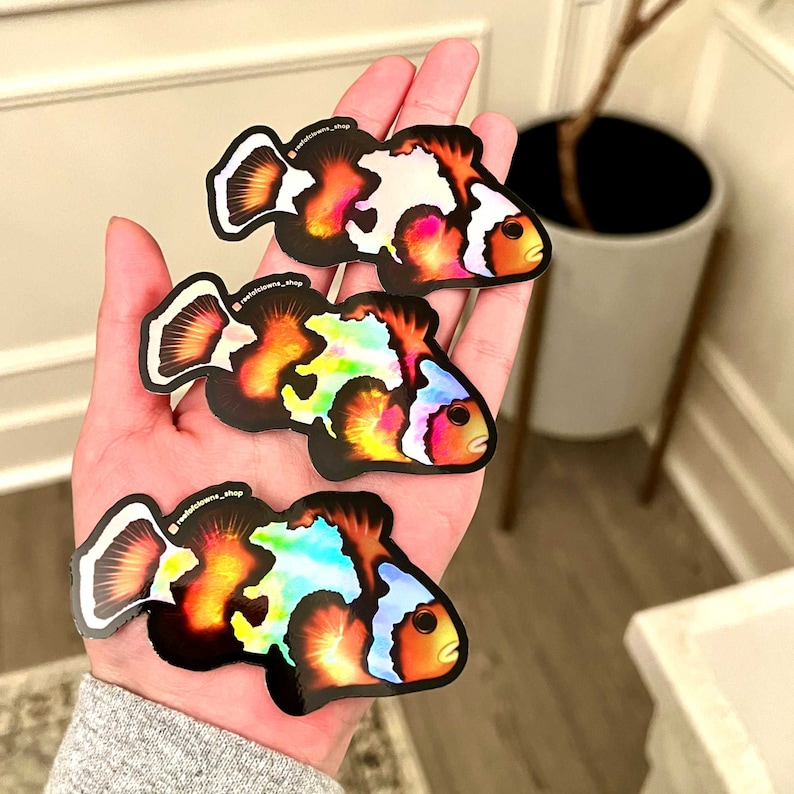 Designer Clownfish holographic Fish Art Sticker Aquarium - Etsy