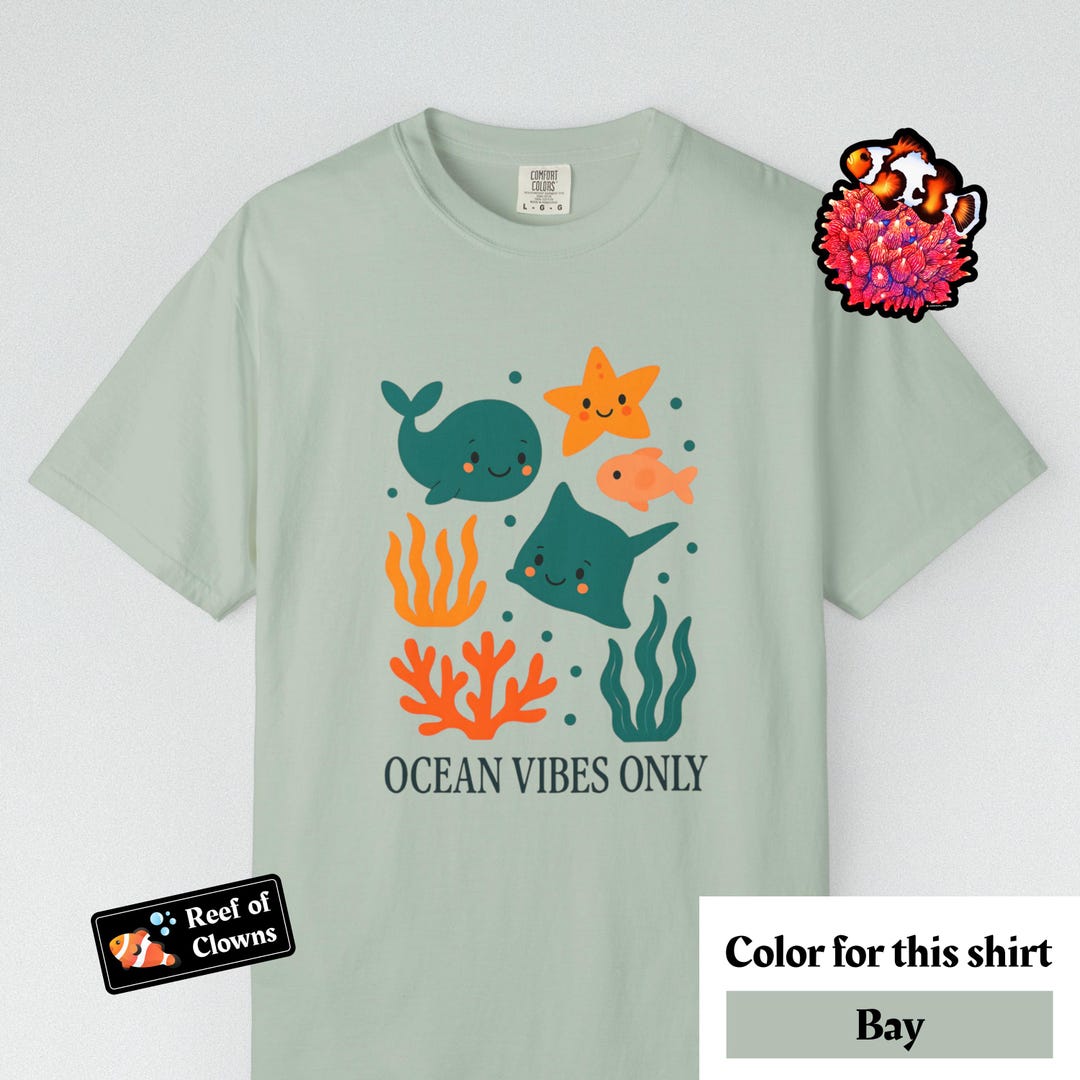 Ocean Vibes Only - Ocean Shirt, Coral Reef Fish Art, Aquarium Hobby Tee ...