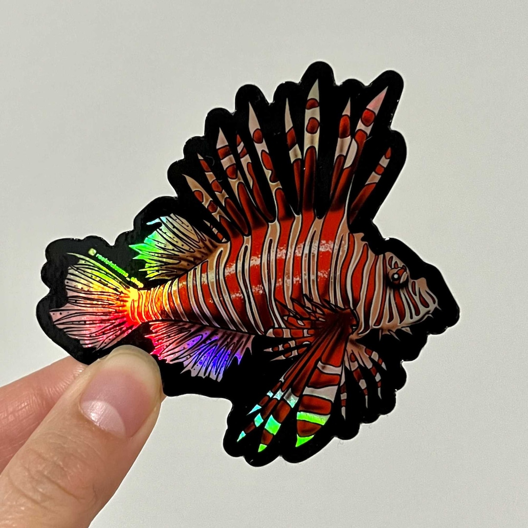 Lion Fish (holographic) | Fish Art Sticker | Aquarium Art | Saltwater ...