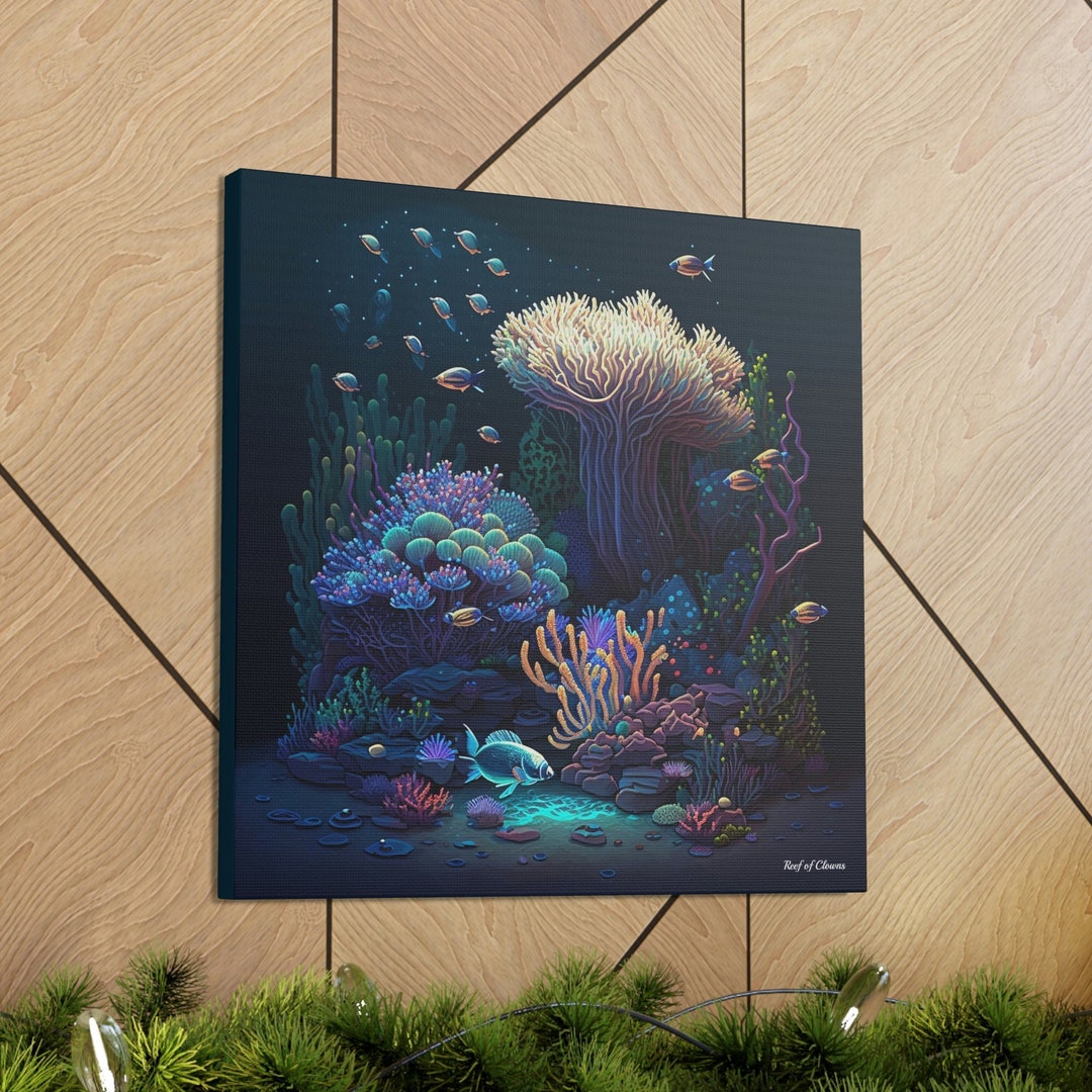 Seabed Symphony Coral Reef Reef Aquarium Canvas Wall Art for Coral and ...