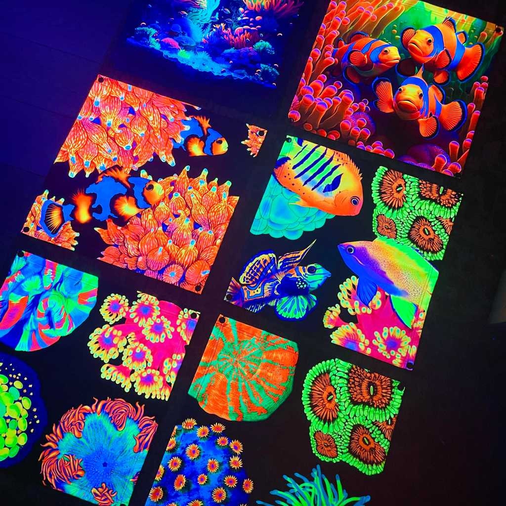 Vibrant Corals V2 UV Reactive Blacklight Tapestry Reef - Etsy
