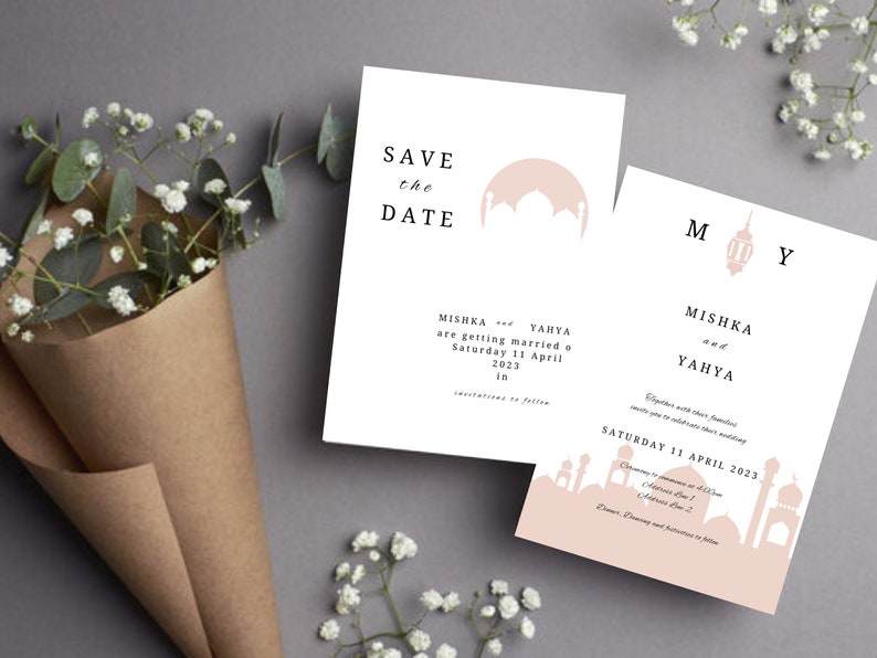 Muslim Wedding Invitation Template Editable Modern Wedding Invite ...