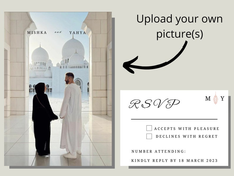 Muslim Wedding Invitation Template Editable Modern Wedding Invite ...