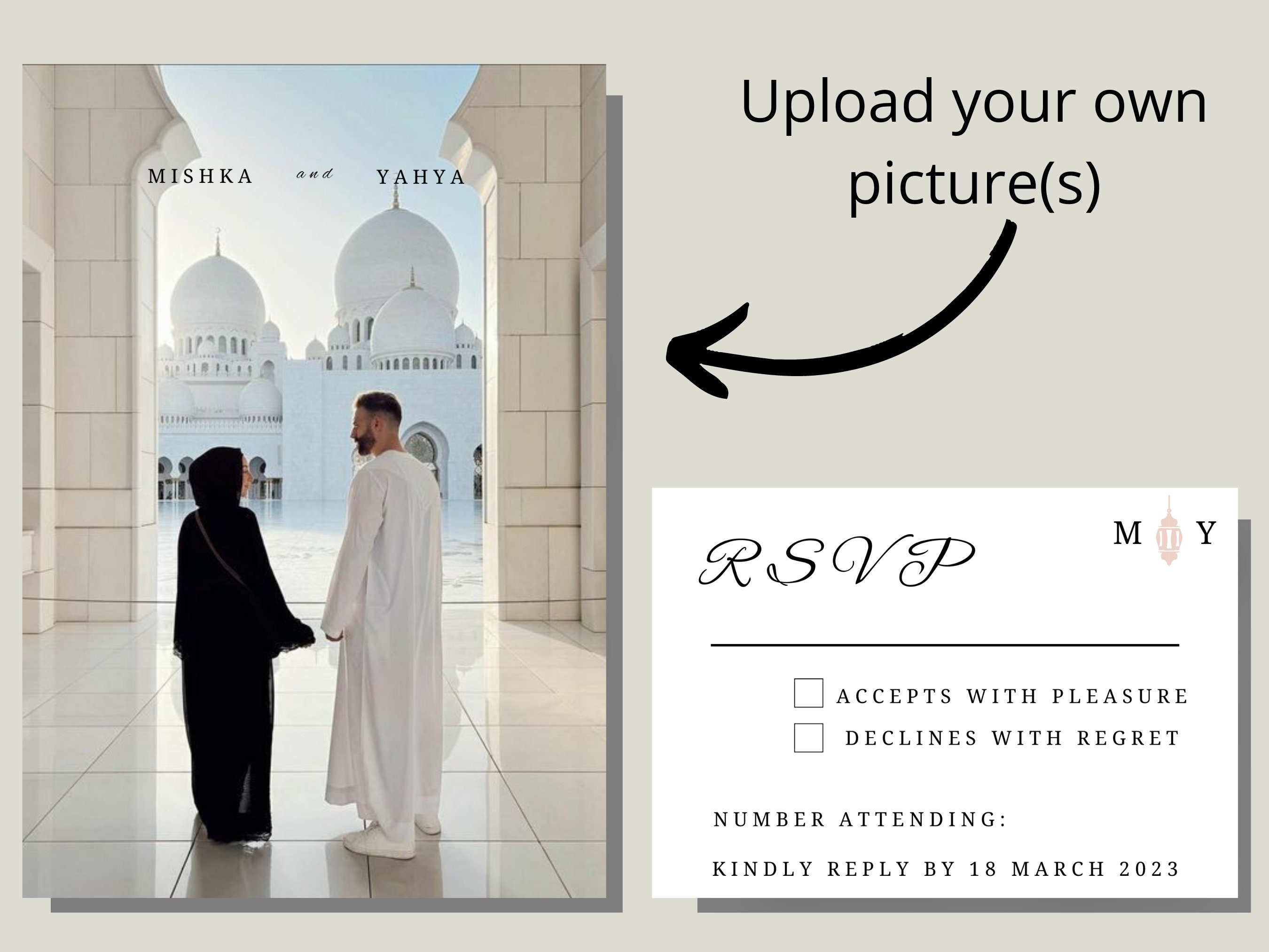 Muslim Wedding Invitation Template Editable Modern Wedding Invite ...