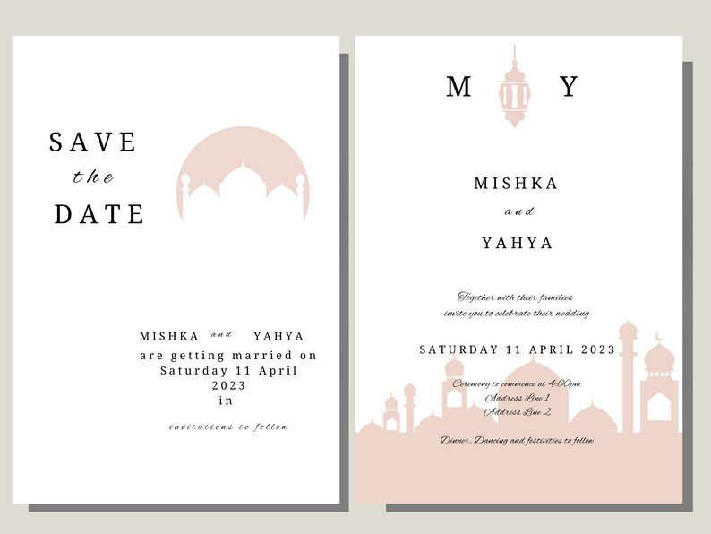 Muslim Wedding Invitation Template Editable Modern Wedding Invite ...