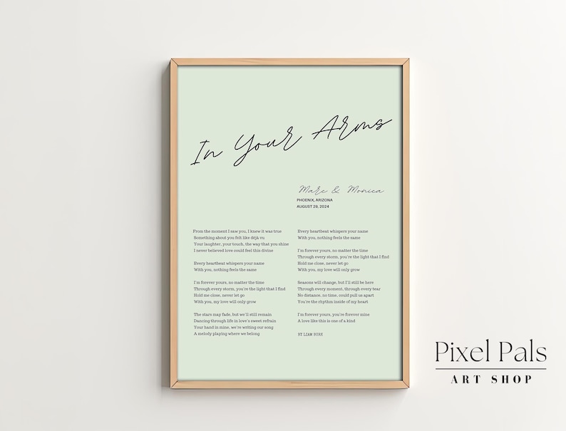 Custom Song Lyrics Wall Art Personalized Music Print Anniversary Gift ...