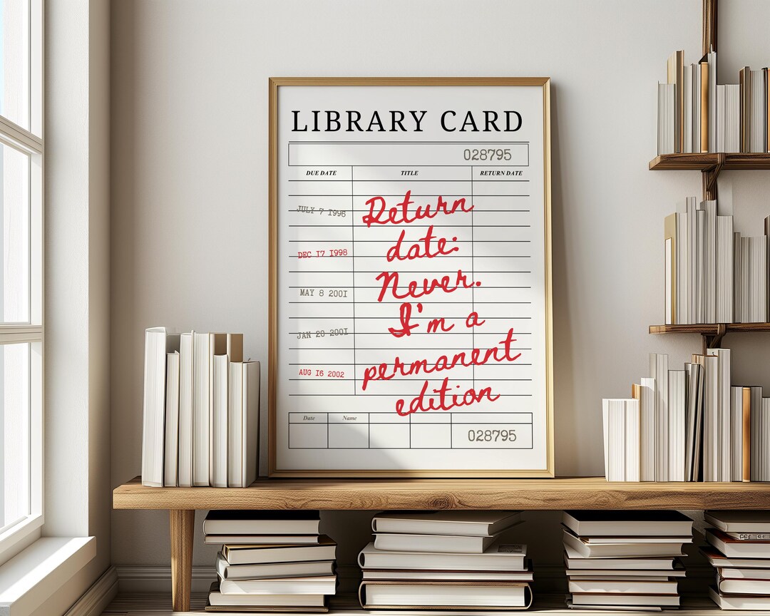 Funny Library Card Quote Poster, Teacher Librarian Gift (digital or ...