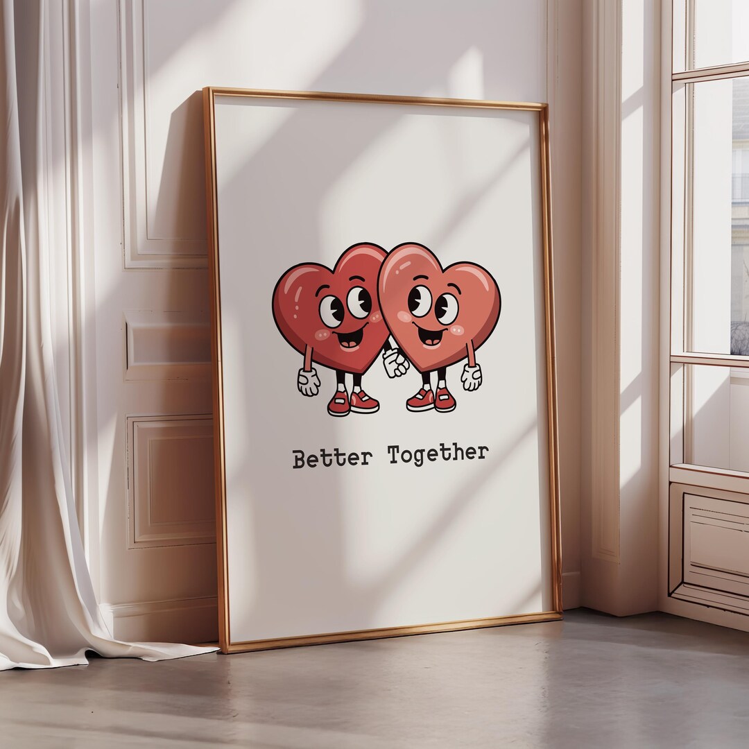 Retro Hearts Valentine's Day Print: Trendy Love Decor (digital Download ...