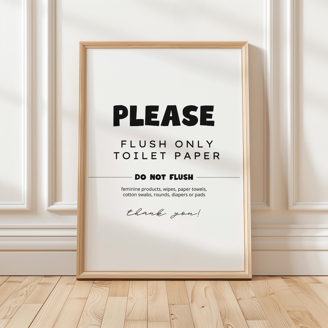 Airbnb Bathroom Sign – Flush Only Toilet Paper Printable, Vacation Rental Septic System Sign, Do ...