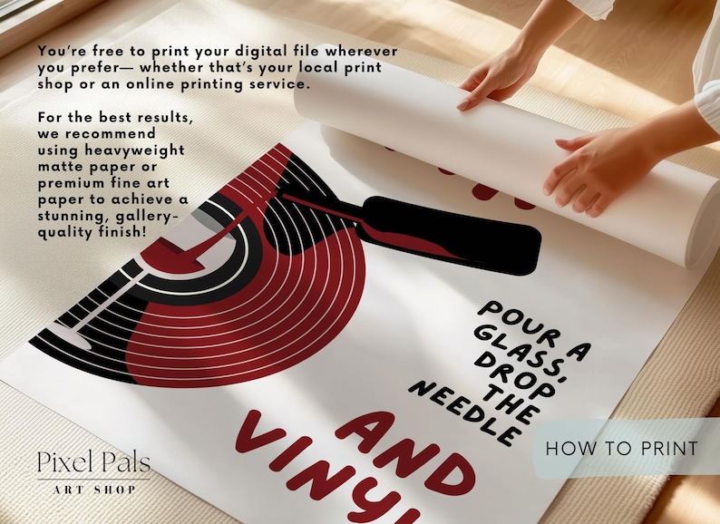 Vino and Vinyl Wall Art Digital Download Wine and Music Decor Record ...