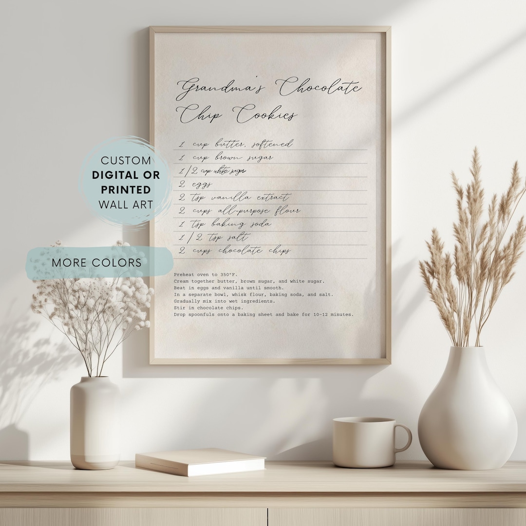 Personalized Family Recipe Sign Custom Kitchen Wall Art Printed or ...