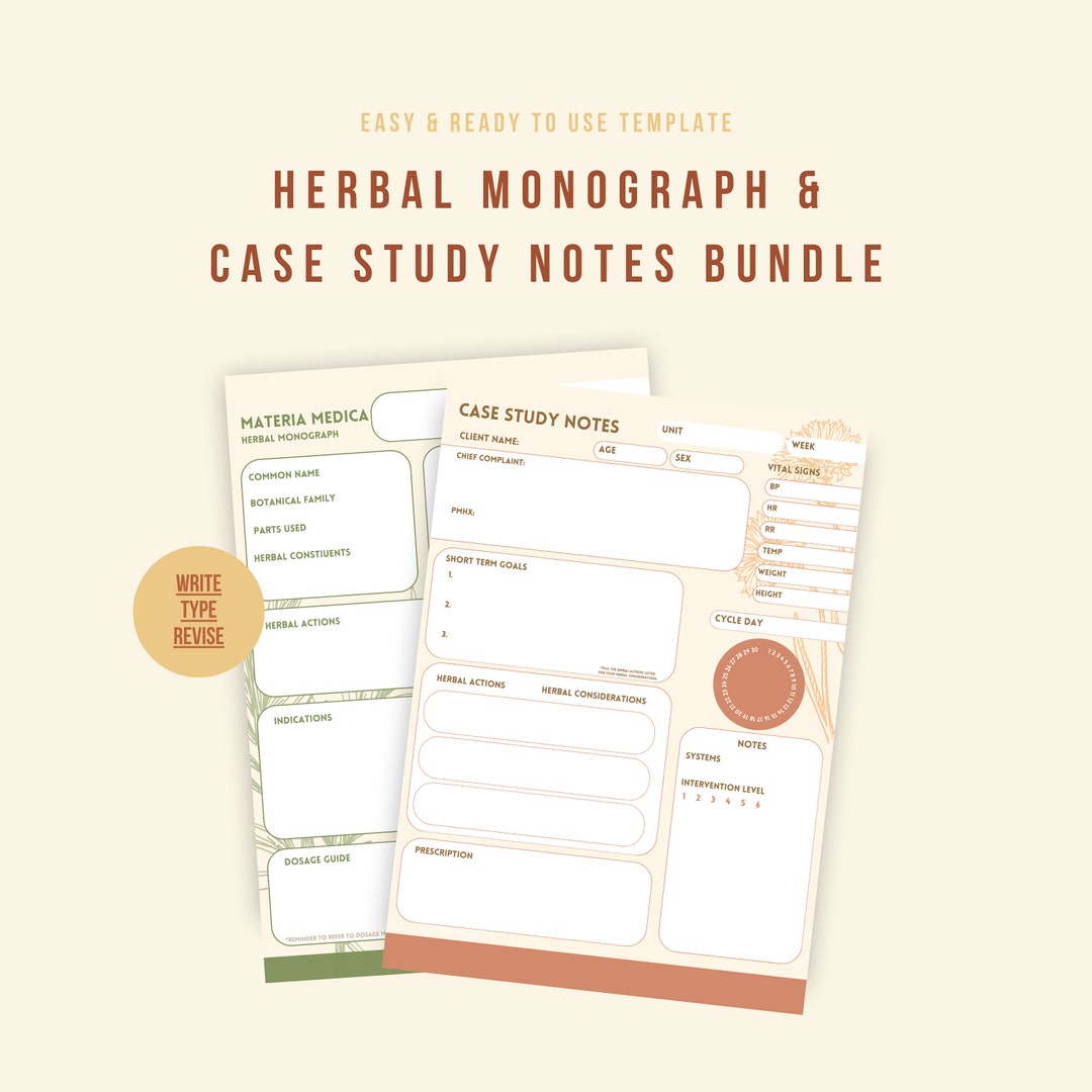 Naturopath Student Herbal Monograph and Case Study Notes Printable ...