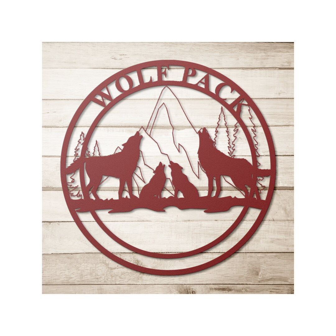 Wolf Pack Die Cut Metal Sign, Wolf Family, Wilderness, Outdoors ...