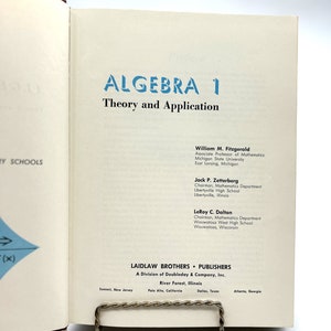 Algebra 1: Theory and Application Hardcover January 1, 1967 - Etsy
