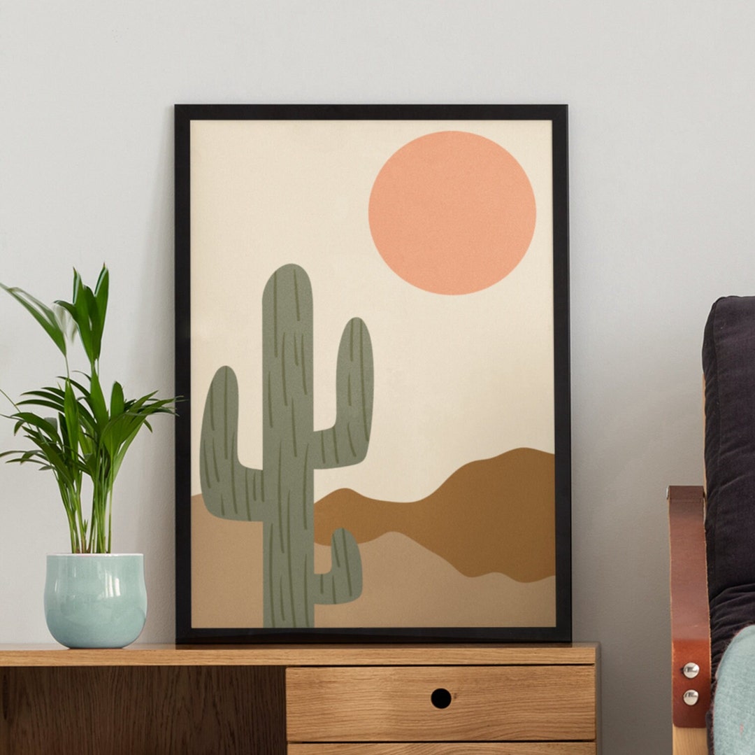 Boho Cactus Abstract Art Print, Digital Download, Printable Bohemian ...