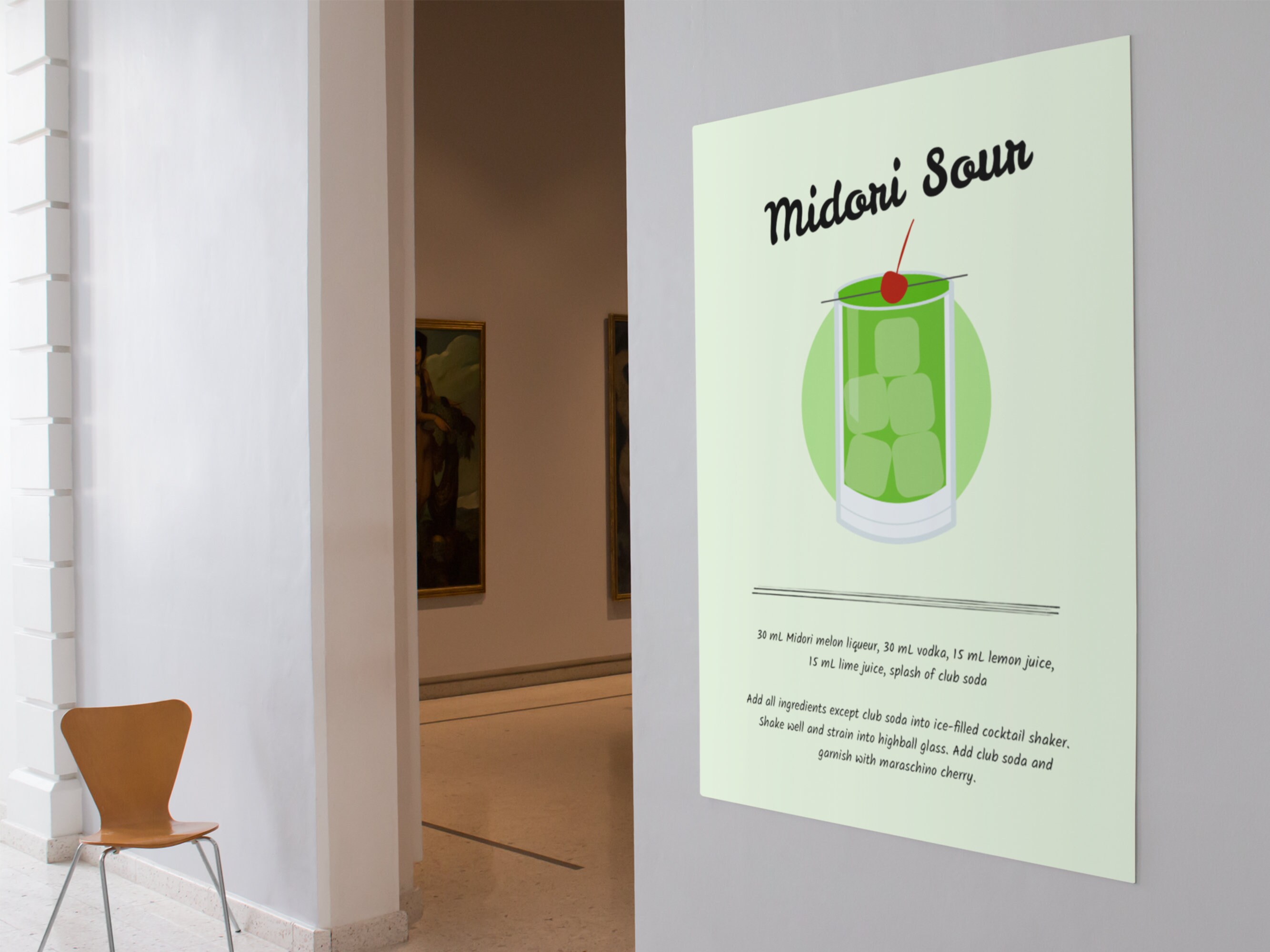 Modern Midori Sour Art Print, Digital Download, Cocktail Recipe, Drink ...