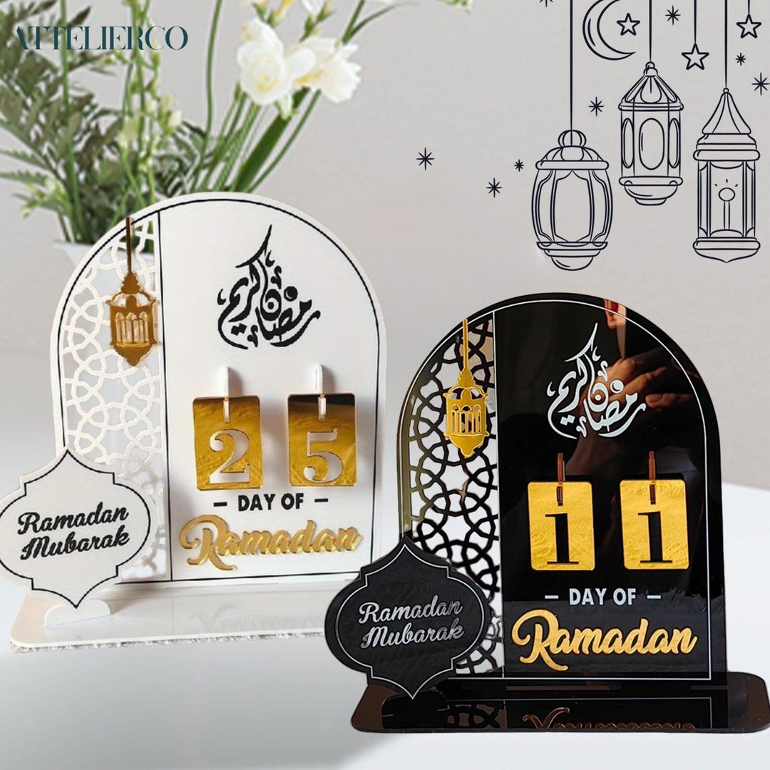 Gold Ramadan Countdown Calendar Eid Al-adha Acrylic Mirror Decoration ...