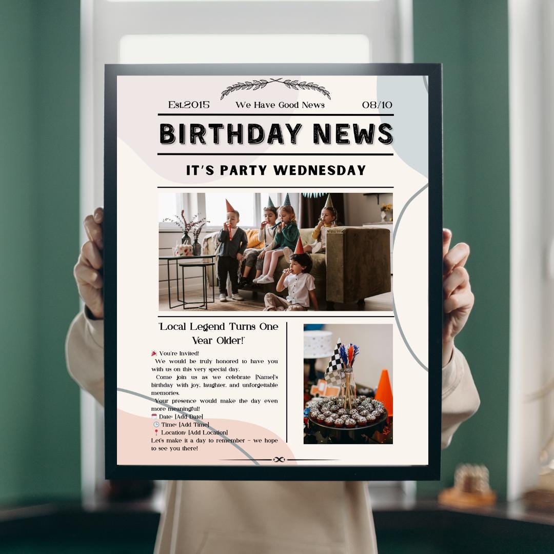 Custom Birthday Newspaper Page | Personalized Birthday Gift for Him Her ...