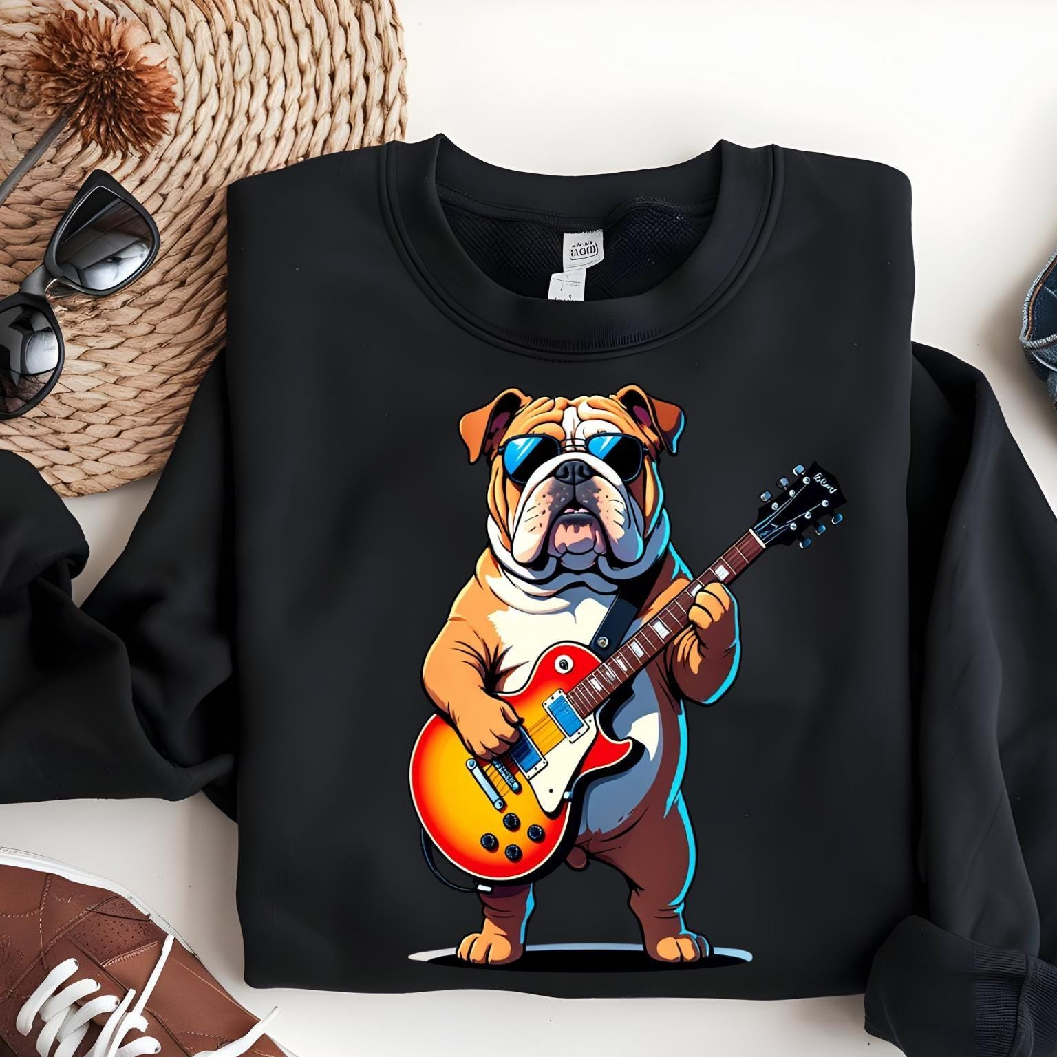 Guitar Bulldog SVG: Funny Dog Clipart for Sublimation (digital Download ...