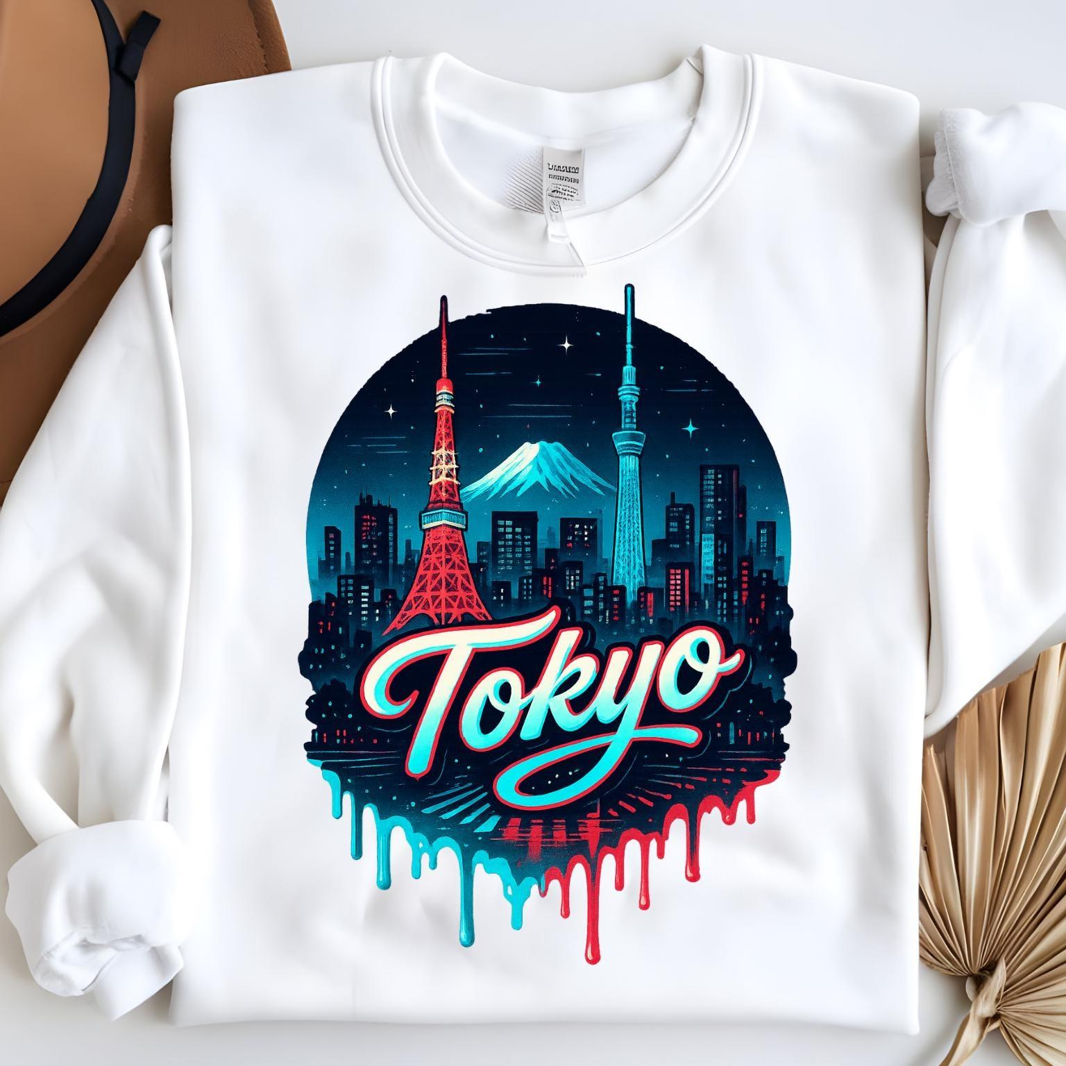 Tokyo Skyline Neon Drip Art: PNG SVG Clipart (digital Download) - Etsy