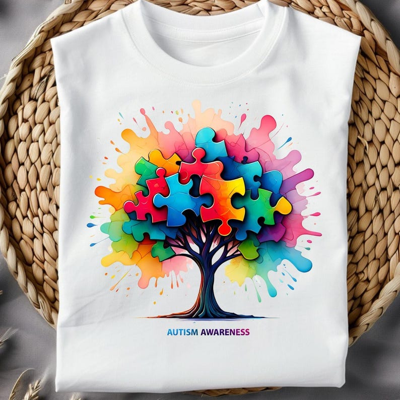 Autism Awareness Rainbow Puzzle Tree PNG - Sublimation Design (digital ...