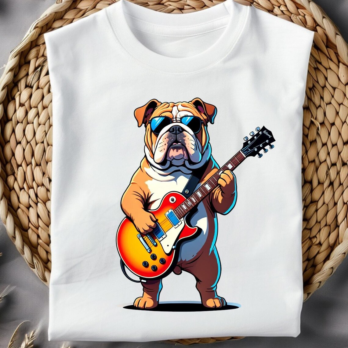 Guitar Bulldog SVG: Funny Dog Clipart for Sublimation (digital Download ...