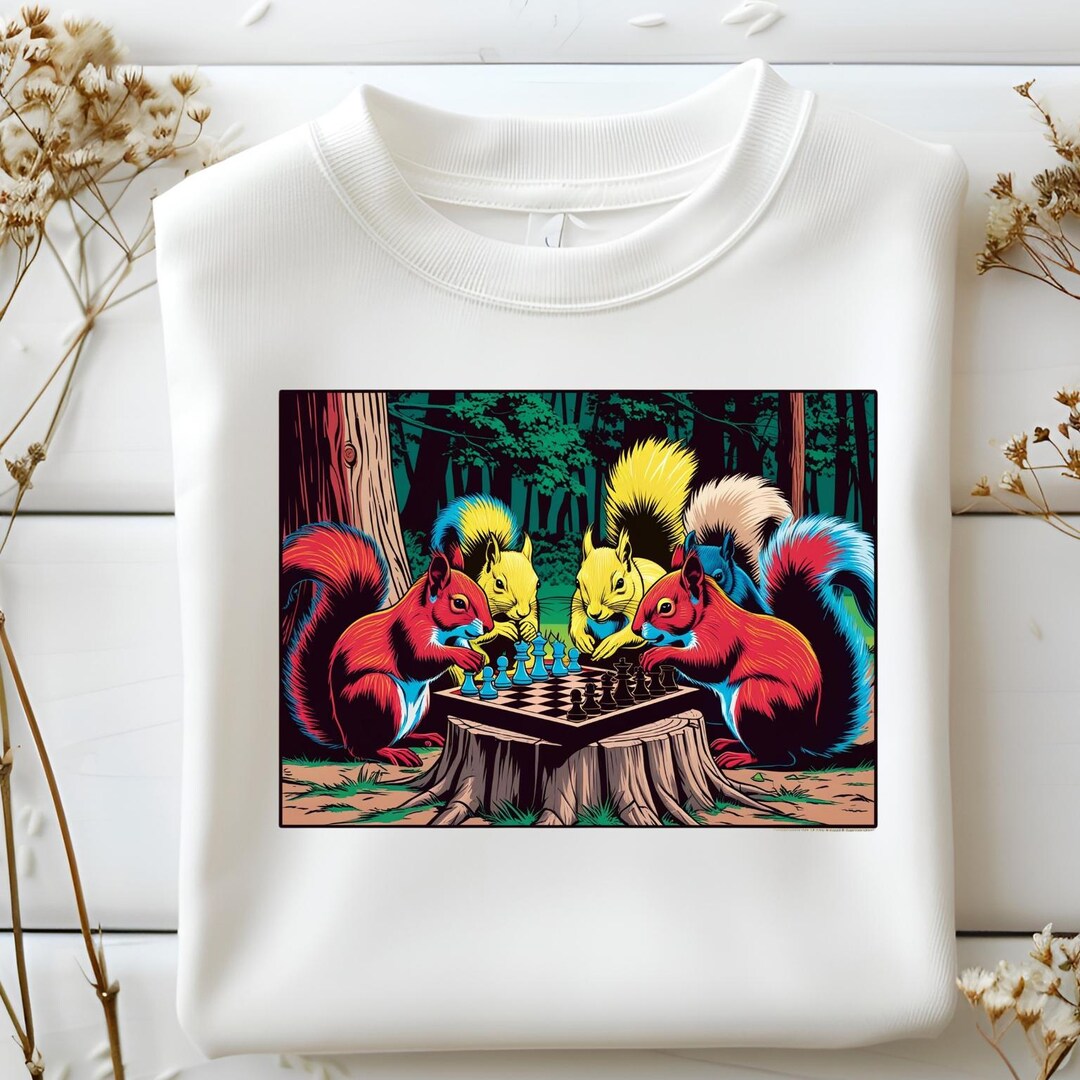 Colorful Squirrels Playing Chess Art Print: Whimsical Animal Lover Gift ...