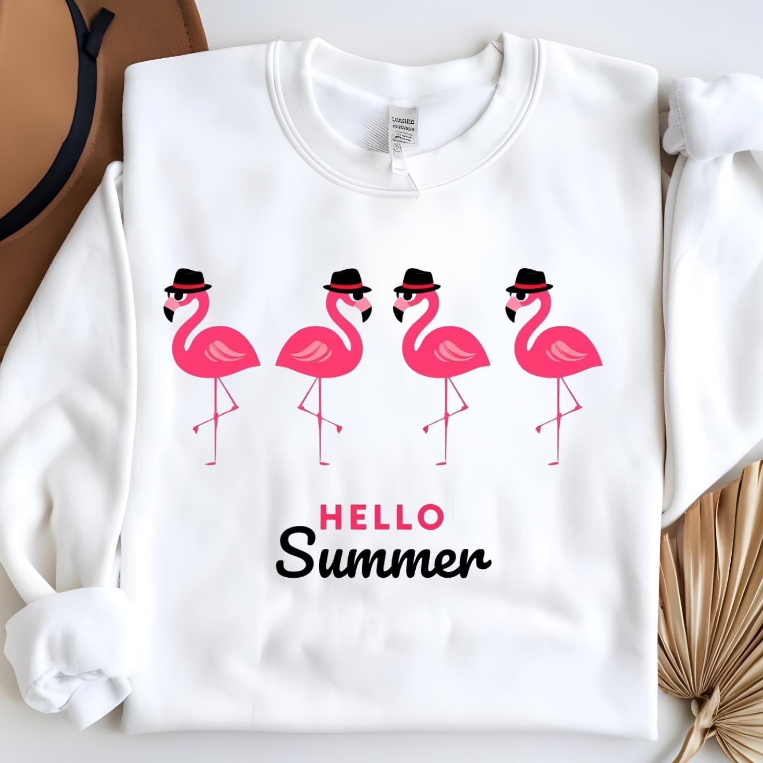 Hello Summer Flamingo Clipart: Tropical Beach Design (PNG, SVG, PDF) - Etsy