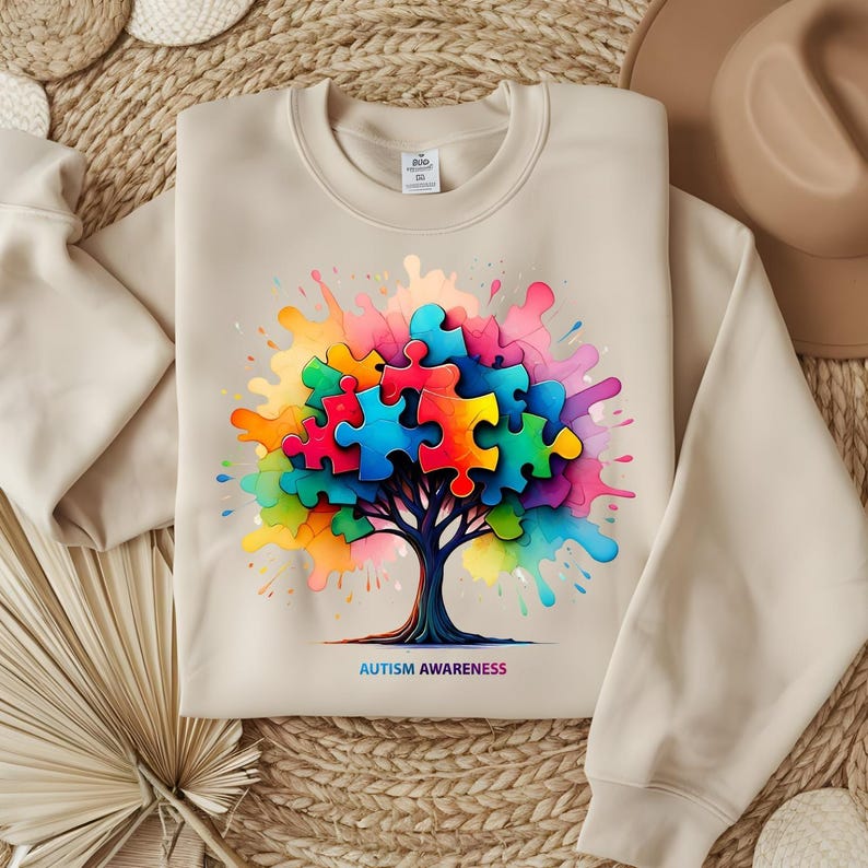 Autism Awareness Rainbow Puzzle Tree PNG - Sublimation Design (digital ...