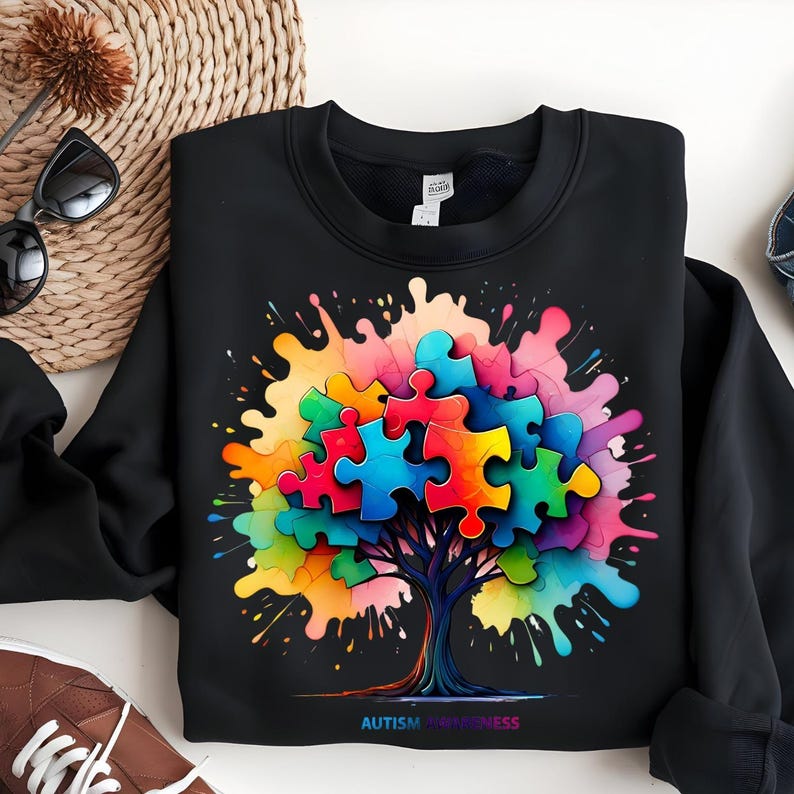 Autism Awareness Rainbow Puzzle Tree PNG - Sublimation Design (digital ...