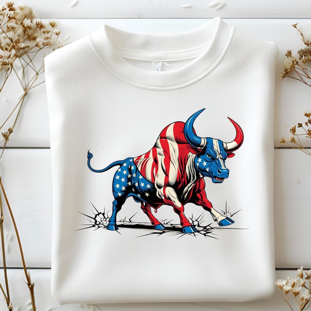 American Flag Bull PNG, Patriotic Bull Digital Art, USA Flag Bull ...