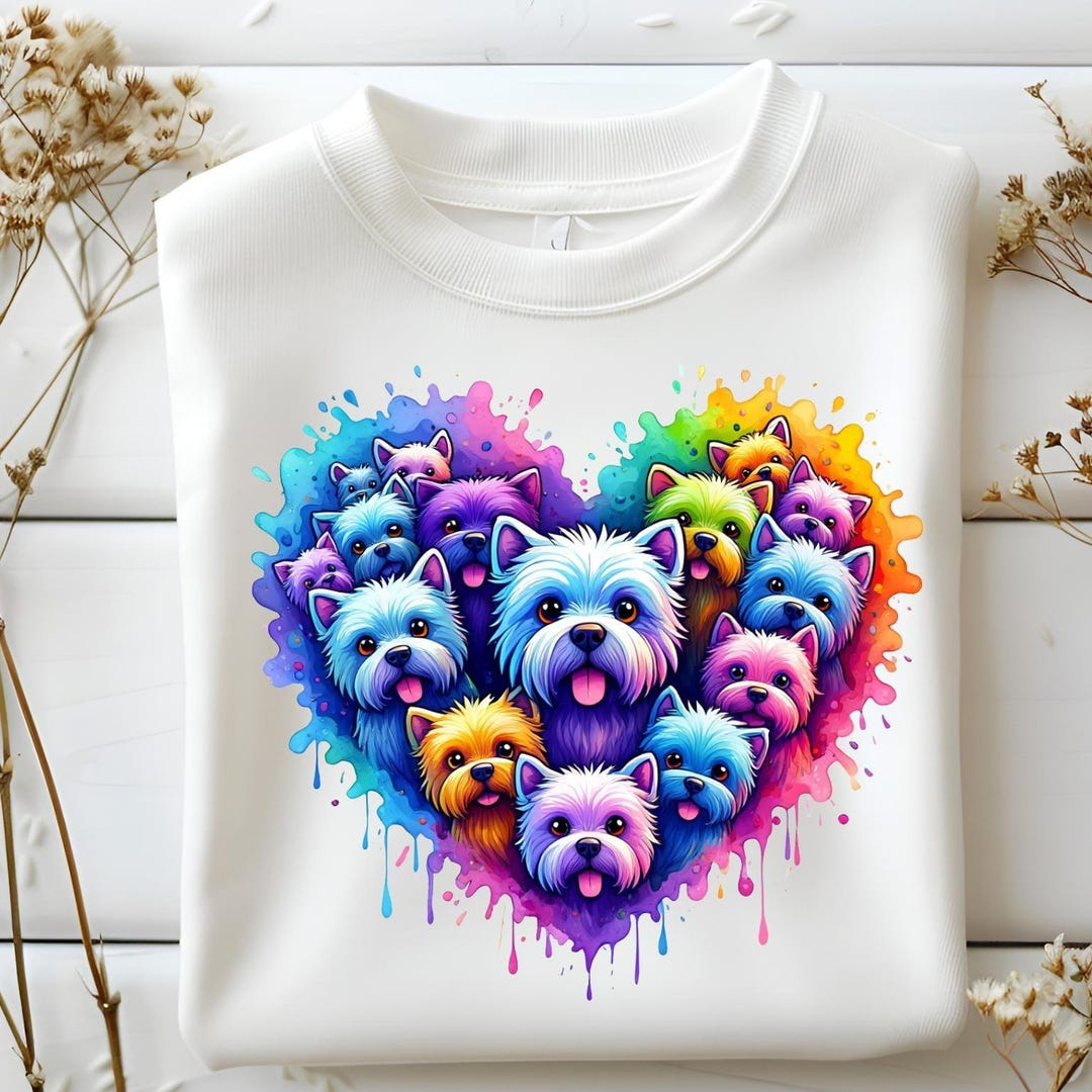 Rainbow Yorkie Heart Svg, Colorful Dog Png, Cute Yorkie Shirt Design ...