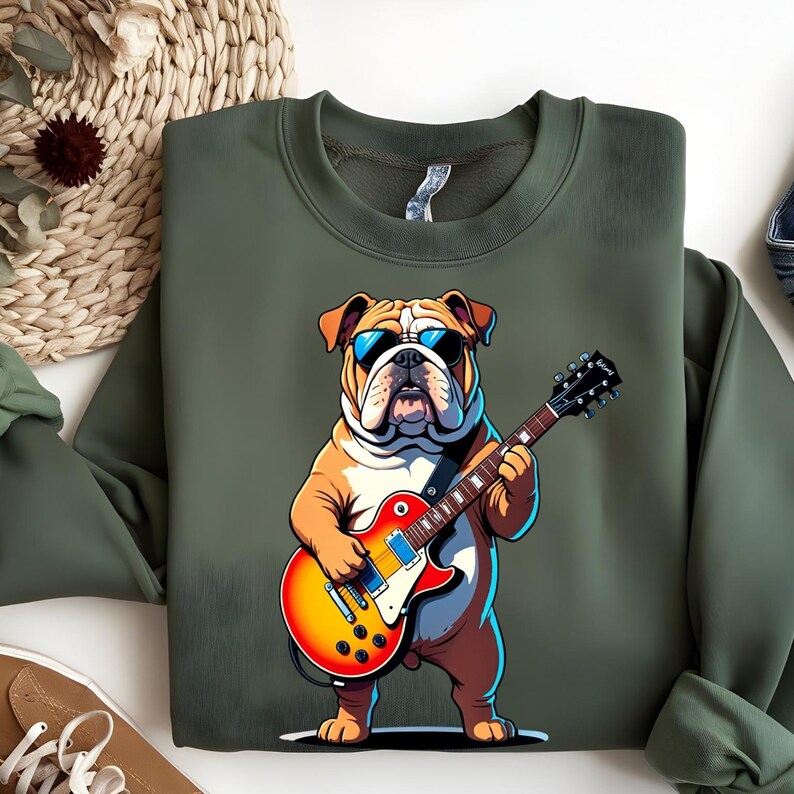 Guitar Bulldog SVG: Funny Dog Clipart for Sublimation (digital Download ...