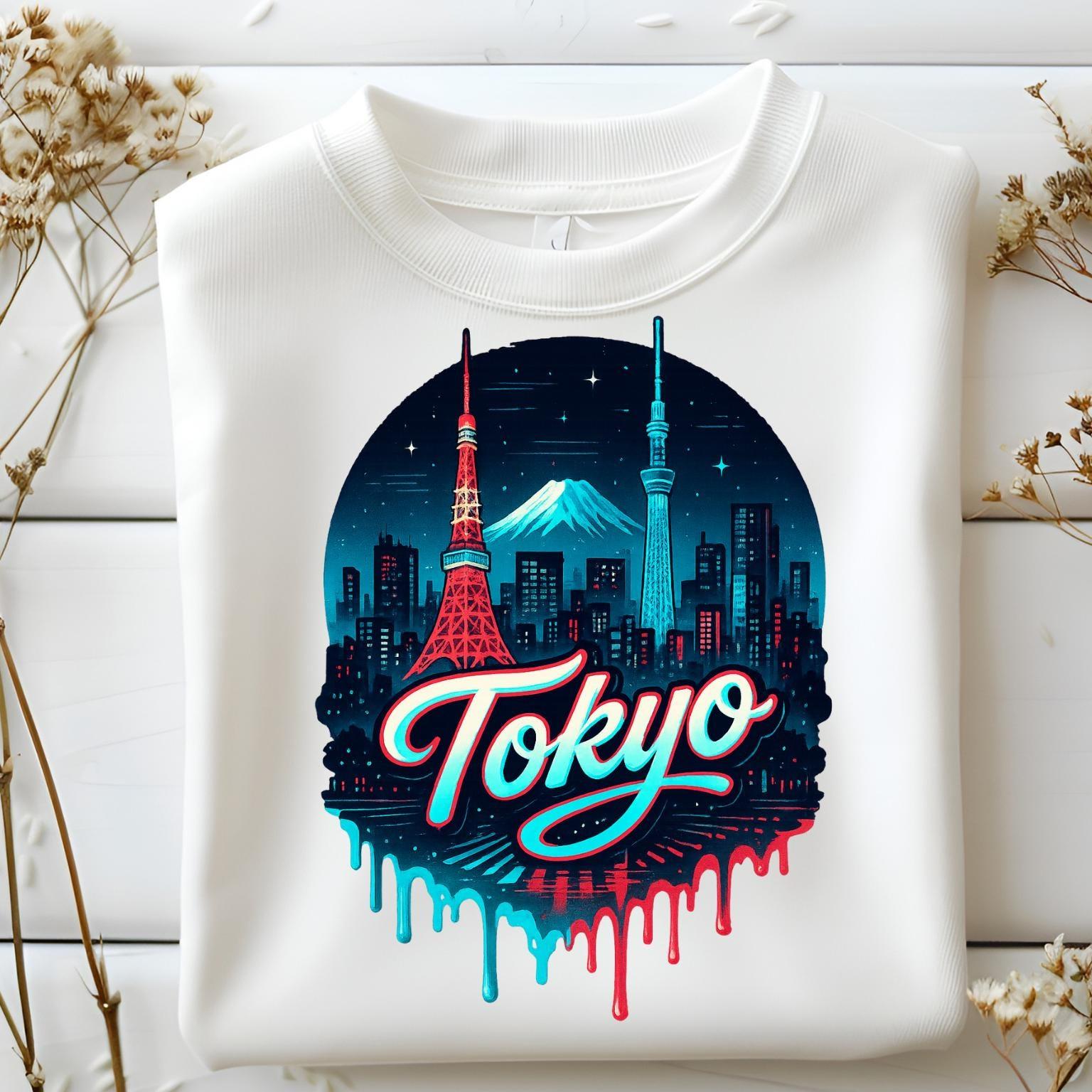 Tokyo Skyline Neon Drip Art: PNG SVG Clipart (digital Download) - Etsy